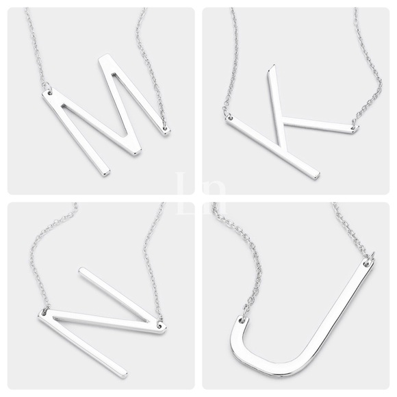 Jewelry | New Boho Large Initial Necklaces Monogram Silver | Poshmark